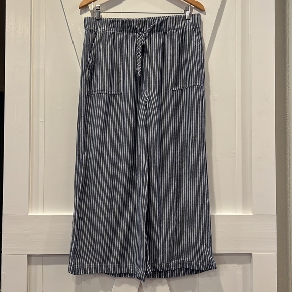 Thread & Supply | Pants & Jumpsuits | Thread Supply Blue White Striped Linen Blend Wide Leg Draw ...